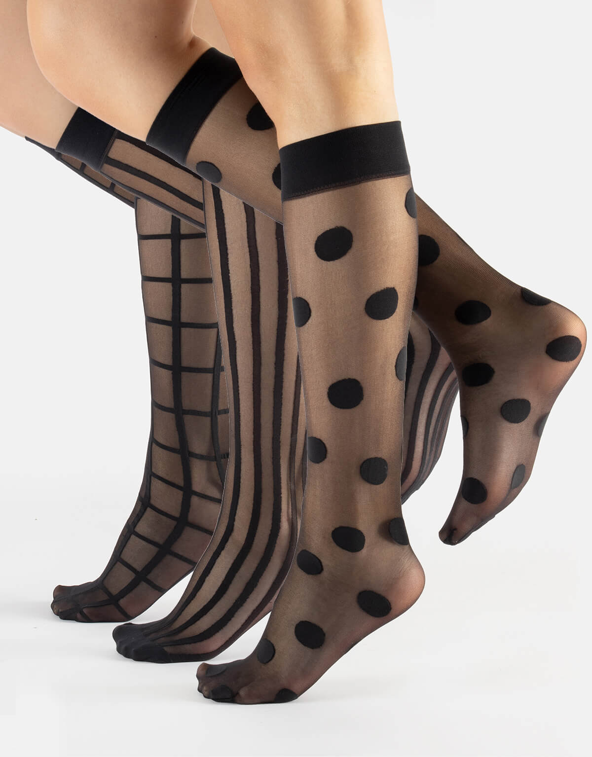 PACK 3 PAIRS 20 DEN SHEER KNEE HIGH SOCKS - Calzitaly